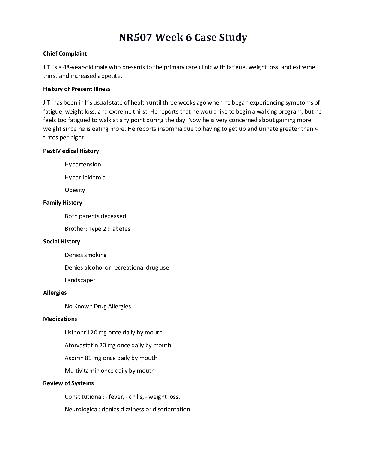 NR507 Week 6 Case Study - Scholarfriends